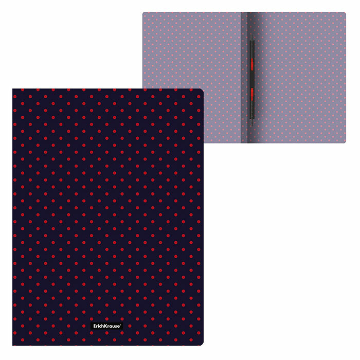 Папка-скоросшиватель Erich Krause пластиковая, с пружинным механизмом, Dots in Blue, А4 (52765)