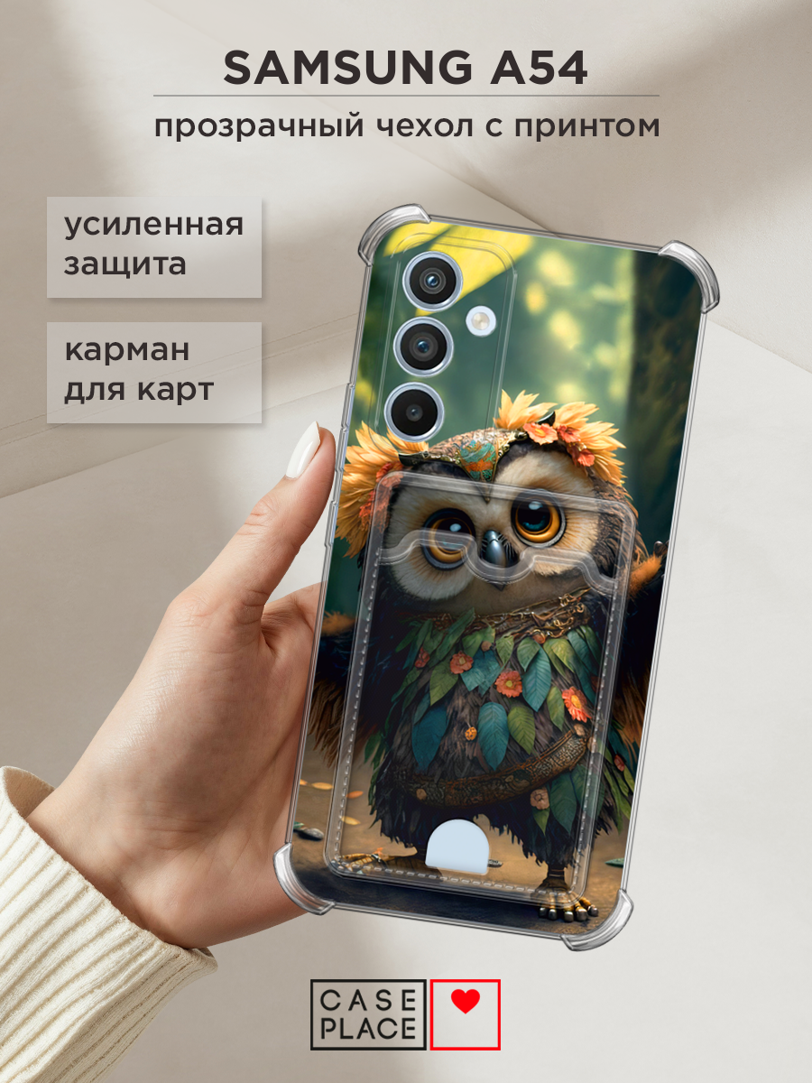 Чехол на Samsung Galaxy A54 5G (Самсунг Галакси А54 5G) с картой и принтом Тропическая сова