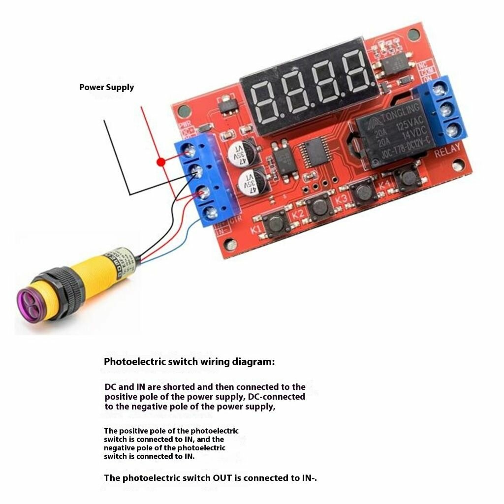 Модуль таймера задержки реле с программируемым контроллером цикла, LED дисплеем и питанием DC5V/12V/24V для интеллектуальных устройств дома, 12V