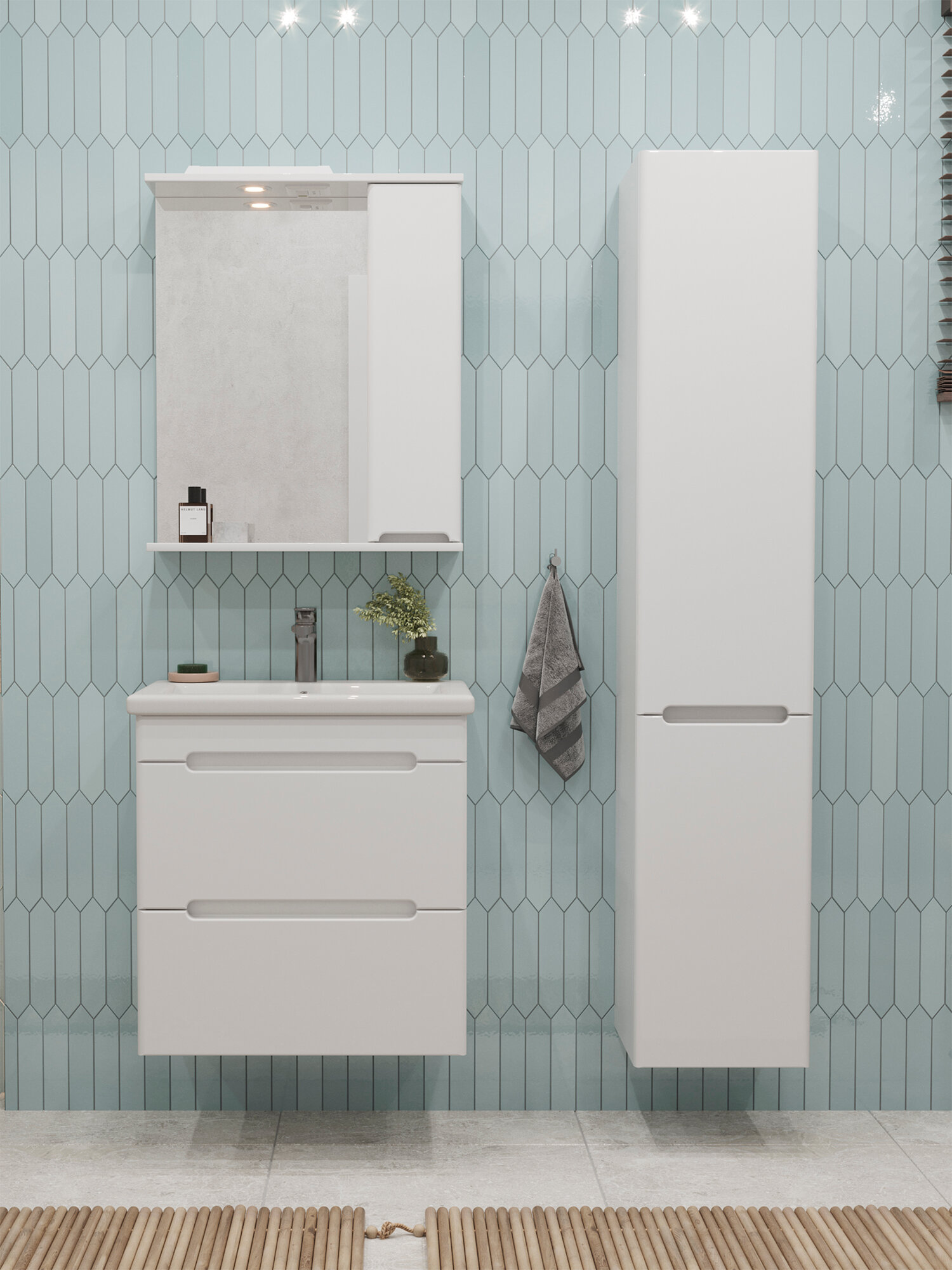 Тумба подвесная SanStar Адель 50 Без раковины для ванной комнаты, белая