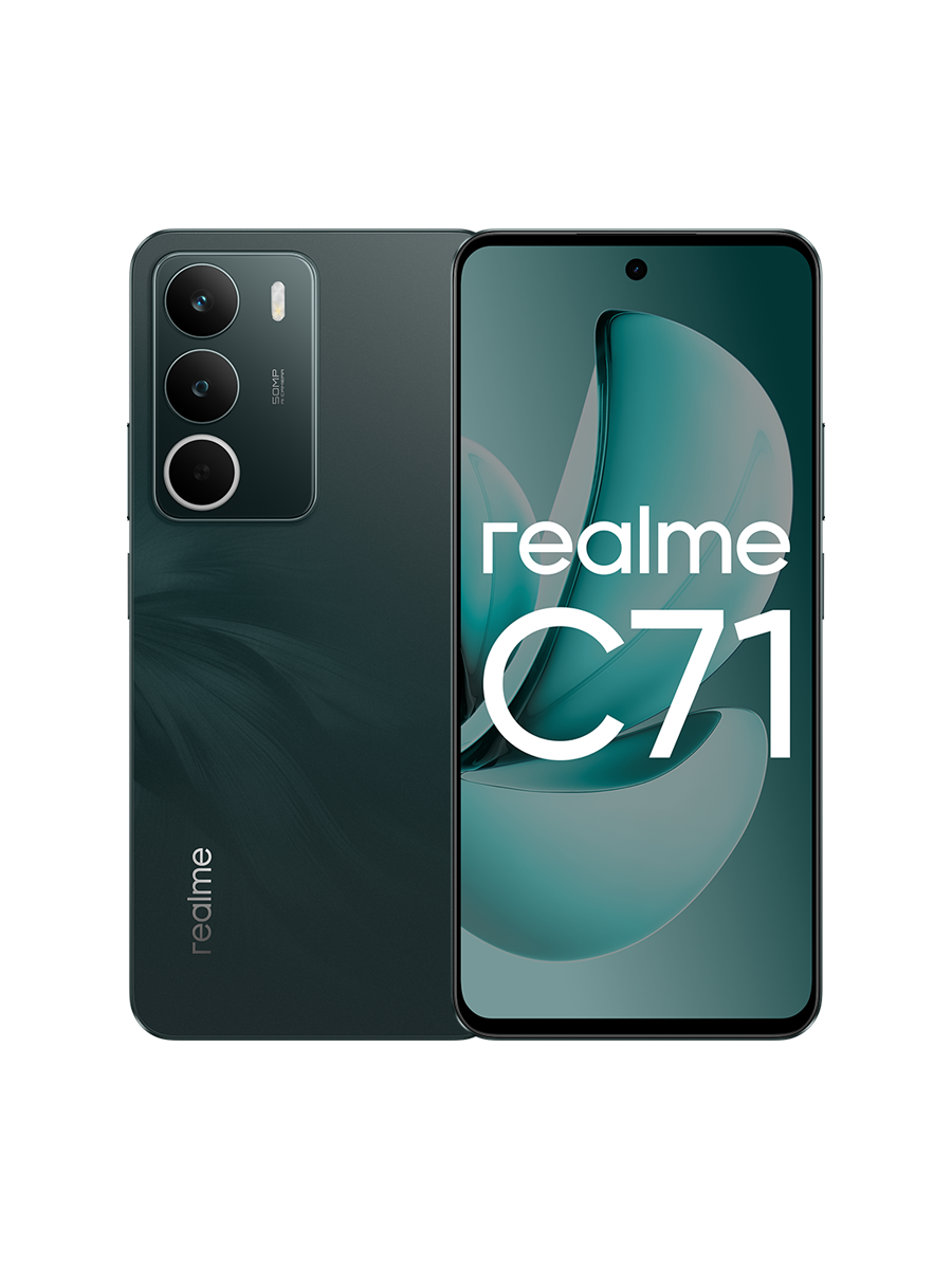 Смартфон Realme C71, 6/128 ГБ, RU, Dual nano SIM, 6300 мАч, Зеленый