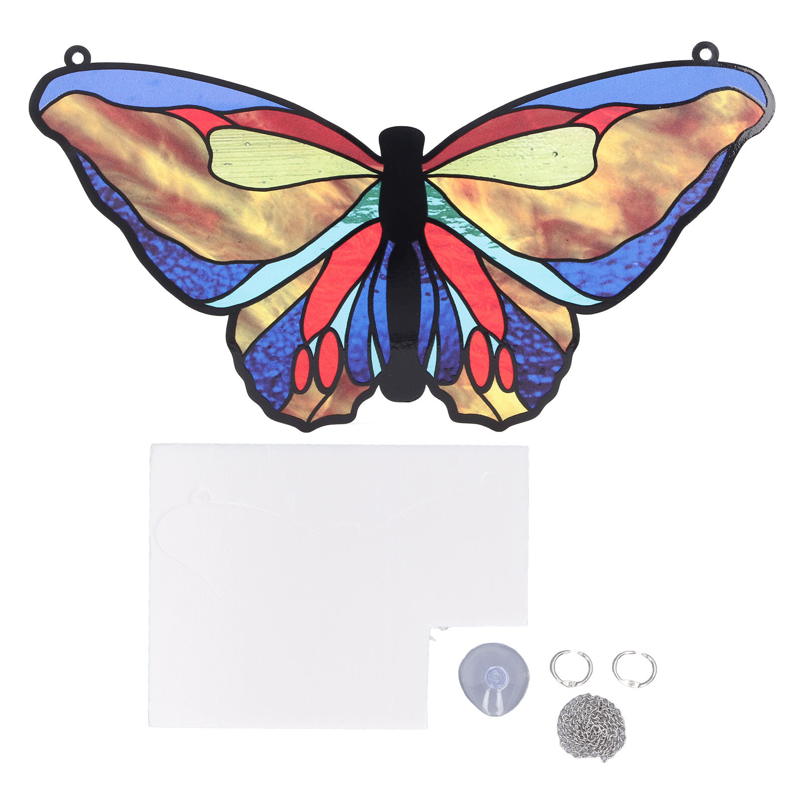 Двустороннее красочное украшение для витражного окна с тонкой цепочкой-присоской длиной 50 см TYU173