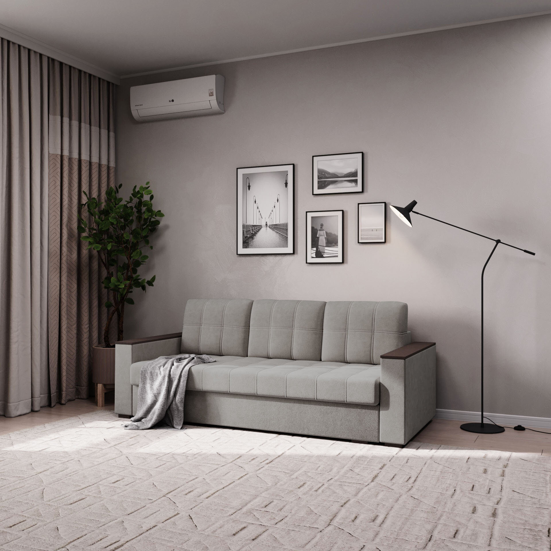 Прямой диван Атланта, D@E, ППУ, еврокнижка,140, велюр бинго аш