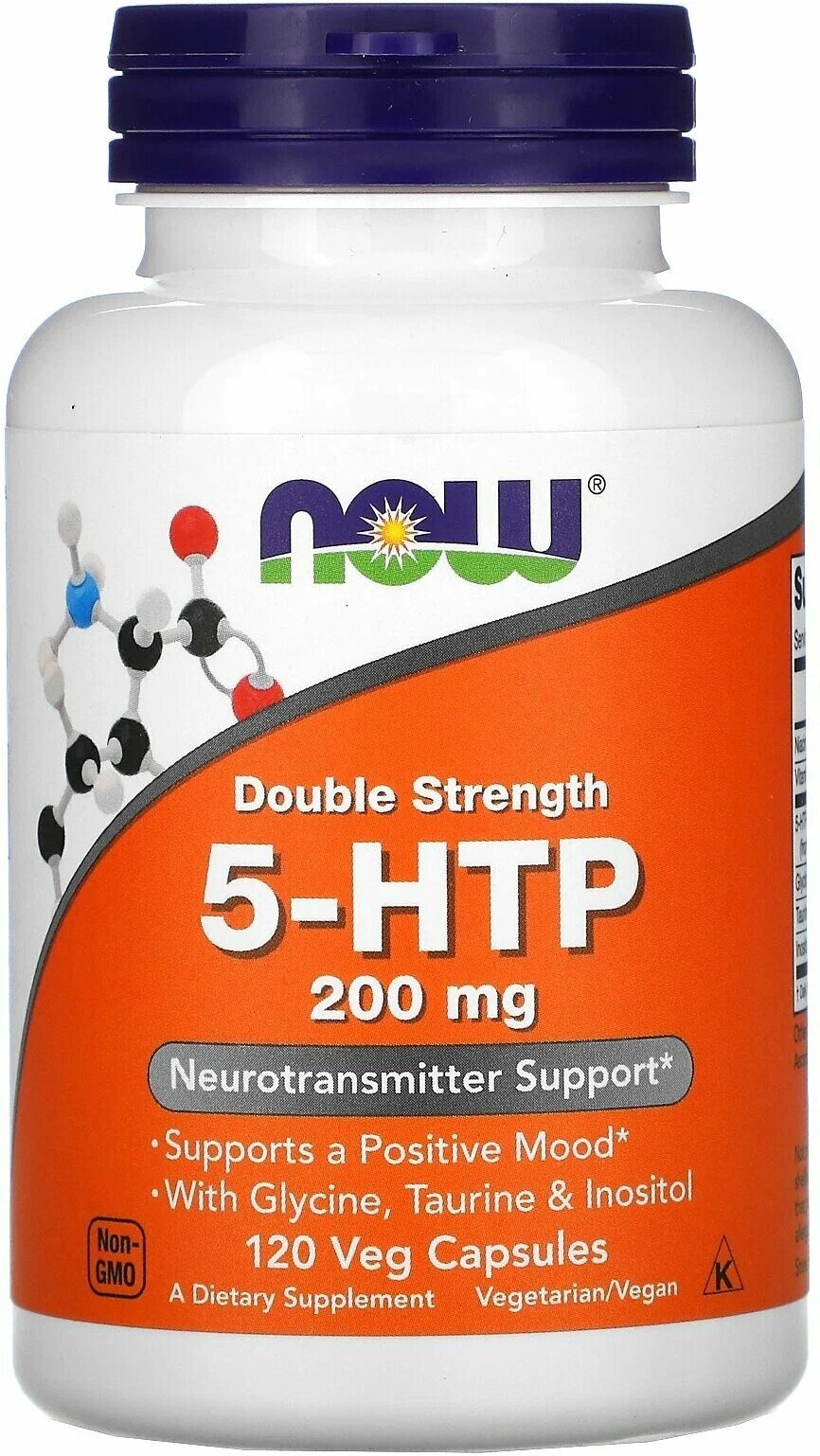 NOW 5-HTP, 200мг, 120 капсул, для здорового сна, против стресса и тревоги