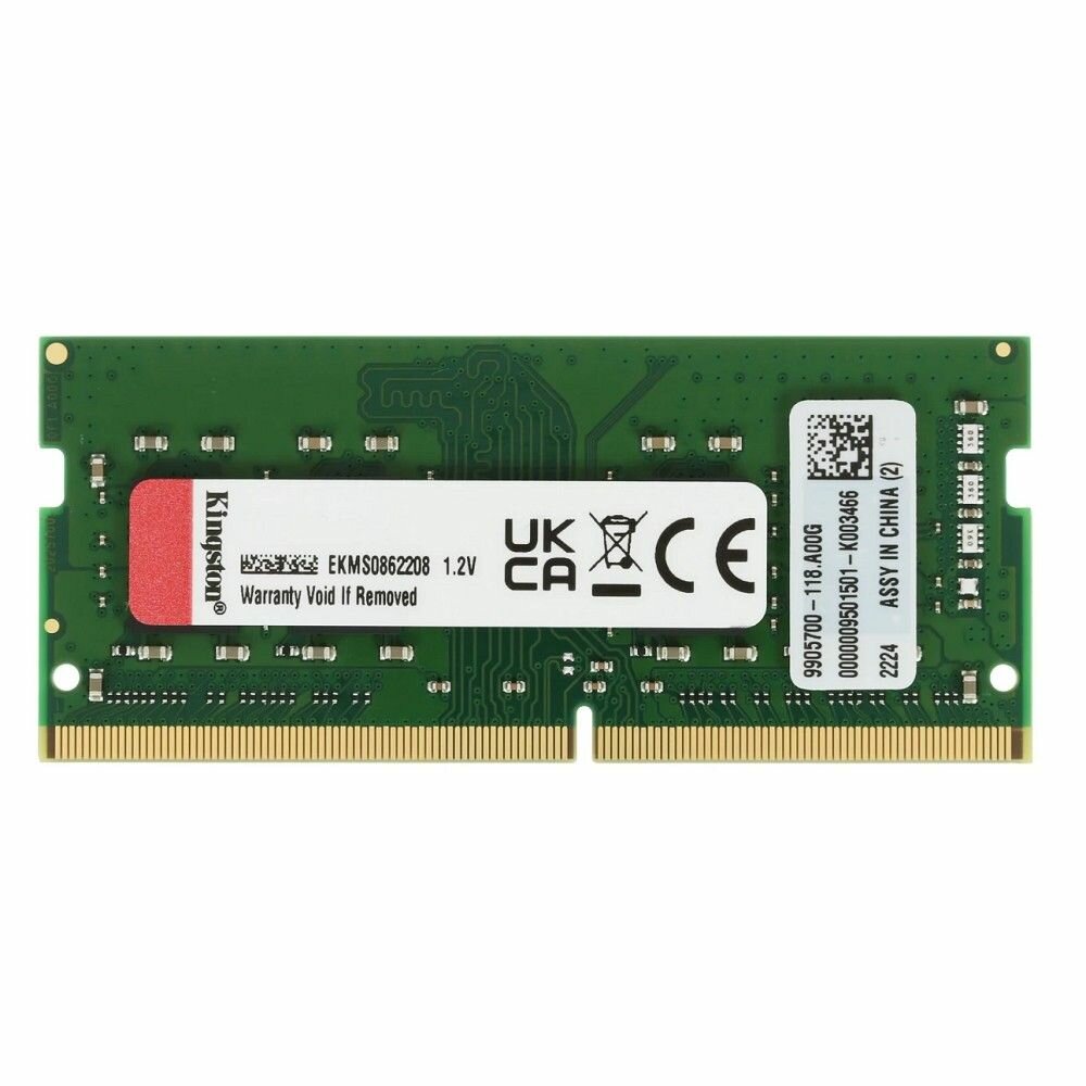 Kingston Модуль памяти DDR4 SODIMM 8GB KVR32S22S8 8WP PC4 - 25600, 3200MHz, CL22