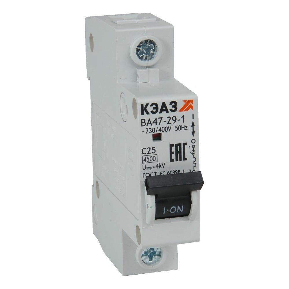 Выключатель автоматический модульный 1п C 25А 4.5кА ВА47-29 УХЛ3 КЭАЗ 318199