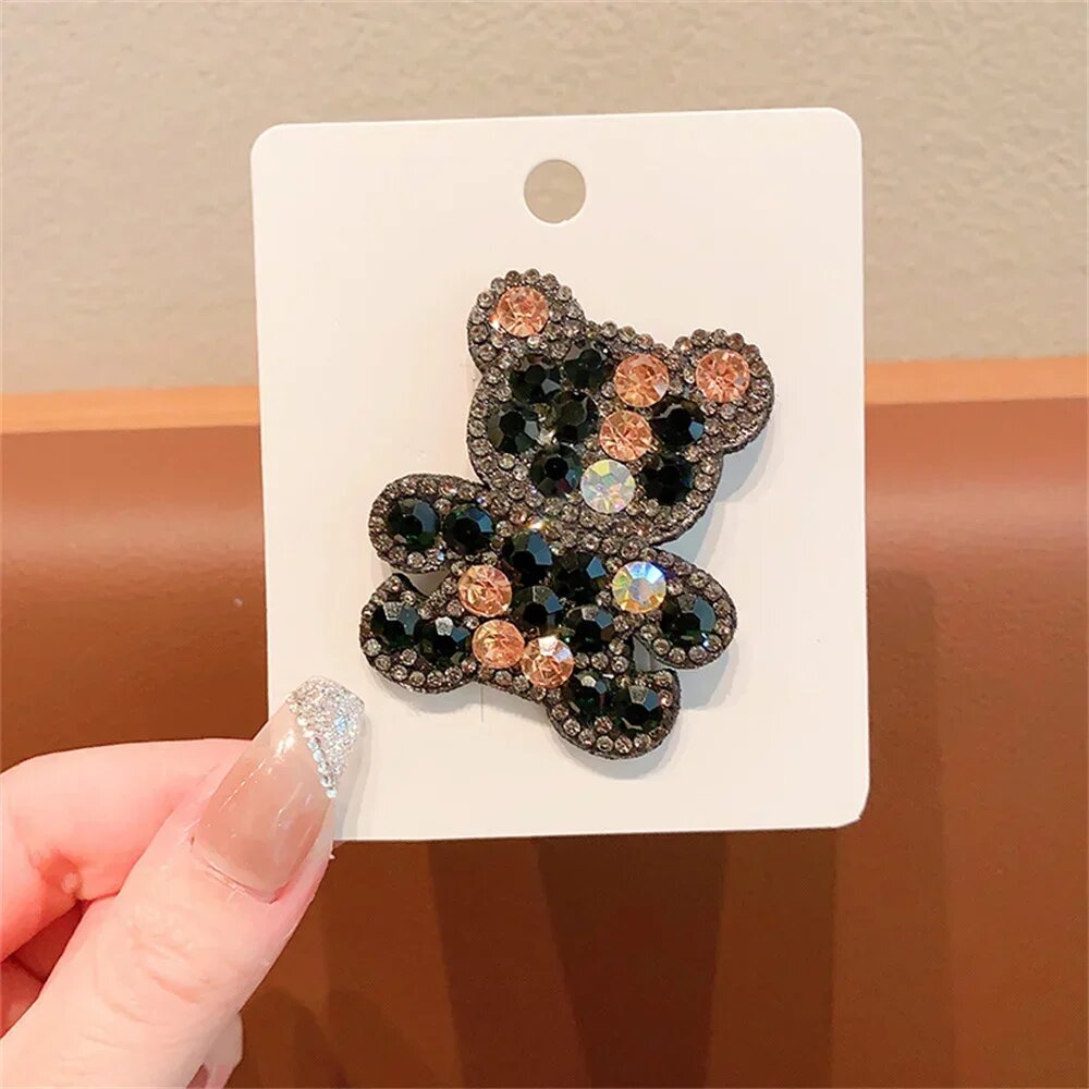 Заколка для волос "Медвежонок", черная, Swarovski, C