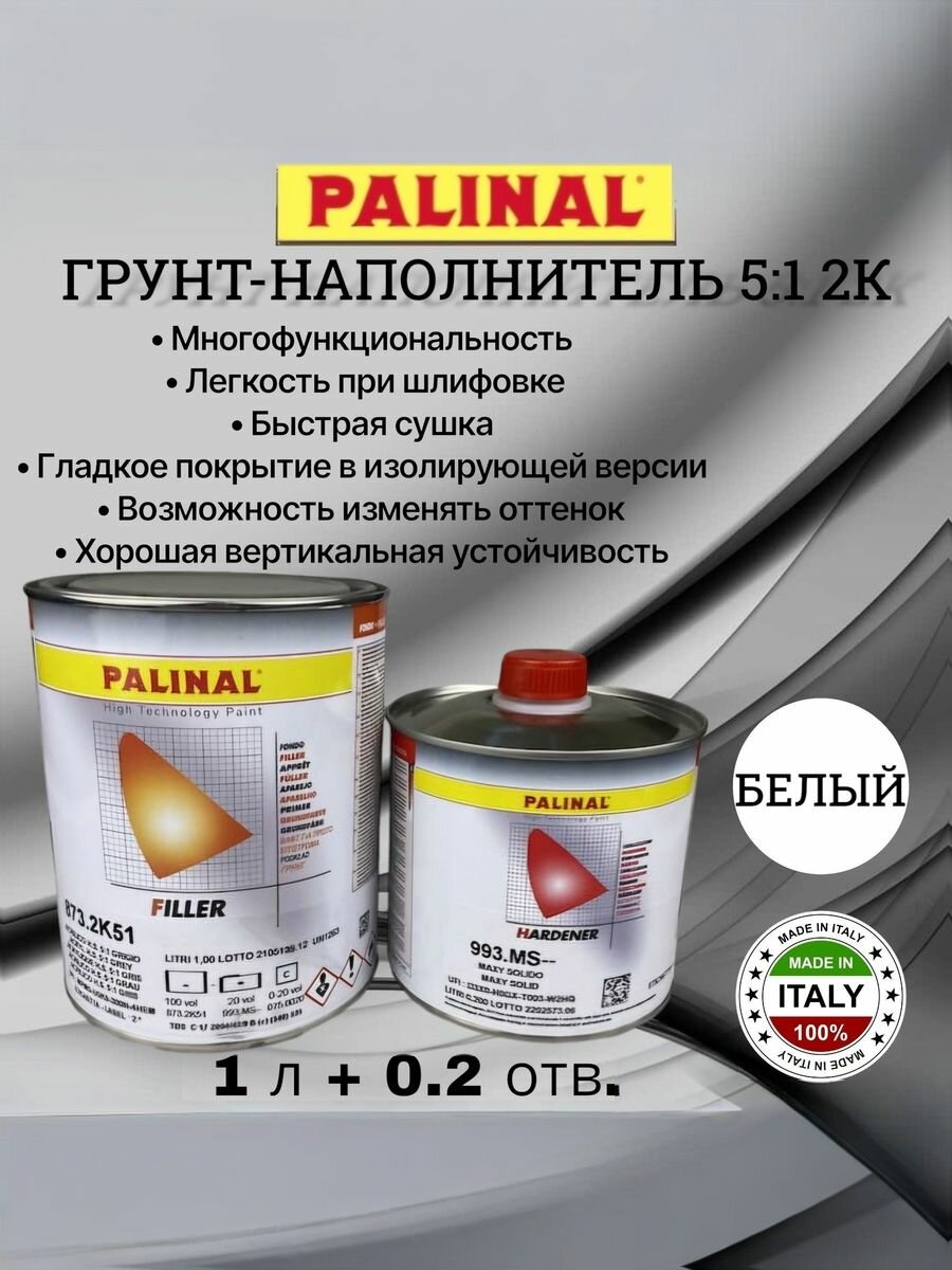 PALINAL Грунт-наполнитель белый 5:1, комплект 1200 мл