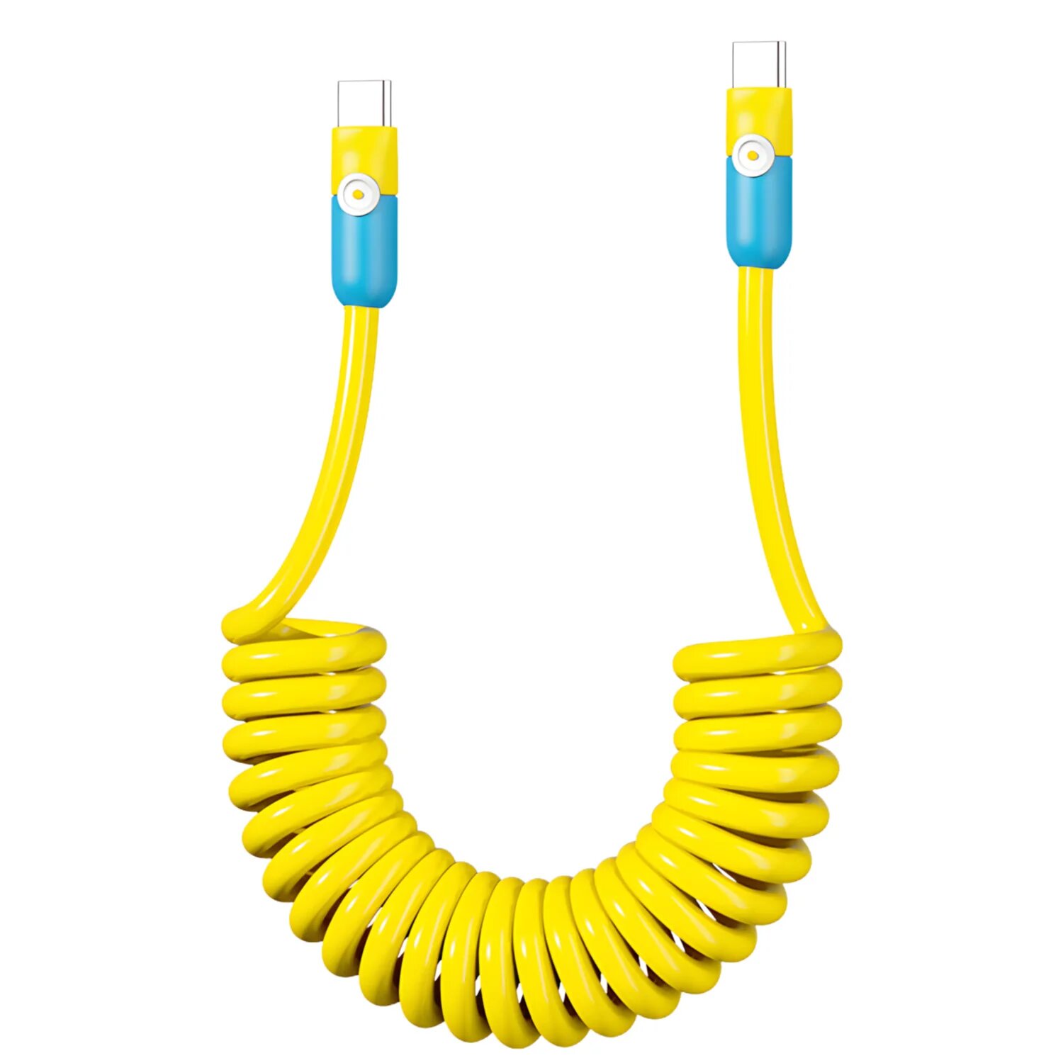 Универсальный пружинный кабель для передачи данных, шнур 100 Вт PD, двойная линия быстрой зарядки типа C в автомобиле USB C к Type-C, пружинный плетеный провод Dual TypeC