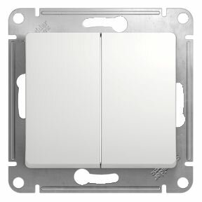 Переключатель 2-клавишный, сх.6, Белый Glossa GSL000165