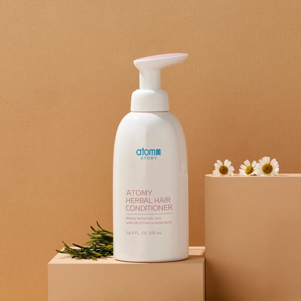 Кондиционер для волос Атоми Хербал для питания, блеска и легкого расчесывания, 500 мл (Atomy / Корея)