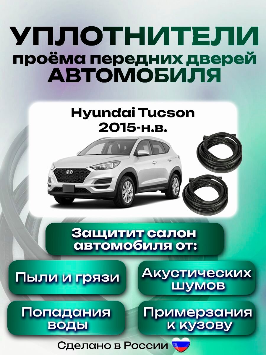 Комплект уплотнителей проемов передних дверей, подходит на Hyundai Tucson 2015-н. в, Хендай Туксон, Туссан -2 шт
