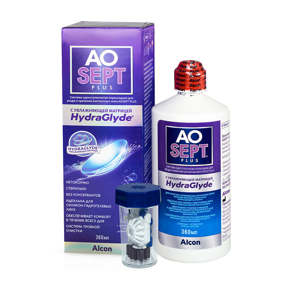 AOSEPT PLUS система для ухода И хранения контактных линз одноступенчатая пероксидная С увлажн матрицей HYDRAGL