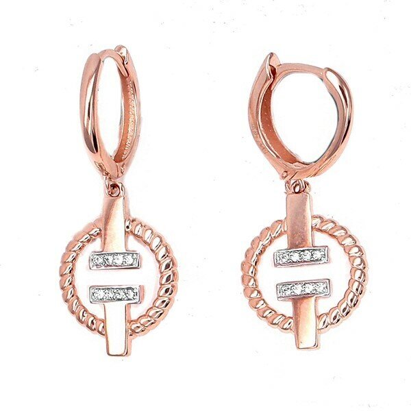 Серьги, красное золото, 585 проба, фианит