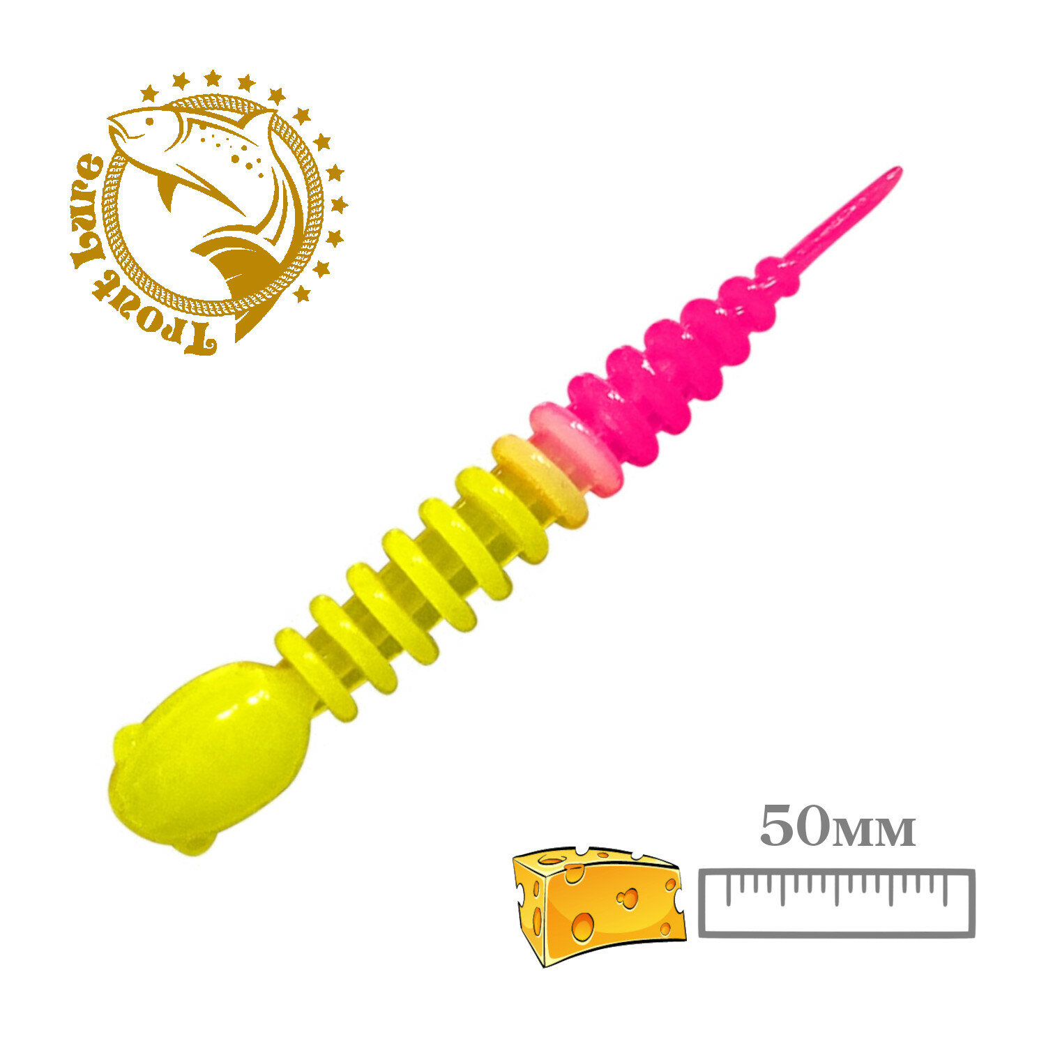Силикон TROUT LURE (SANSAN) в банке, GOLOVASTIK 50, СЫР, COL. 30 (Lemon-Pink), (12шт)