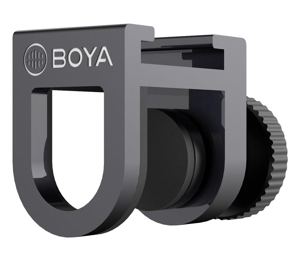 Крепление Boya BY-C12 типа «башмак» для смартфонов, с винтовым зажимом, с креплением для микрофона — фото 1