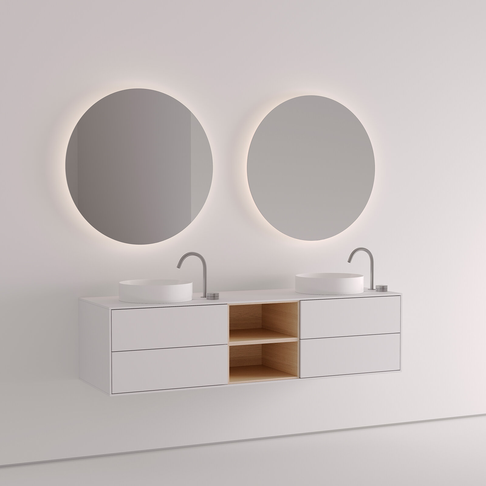 Тумба подвесная под 2 раковины 120 см. Vivomobili BIANCO ALASKA