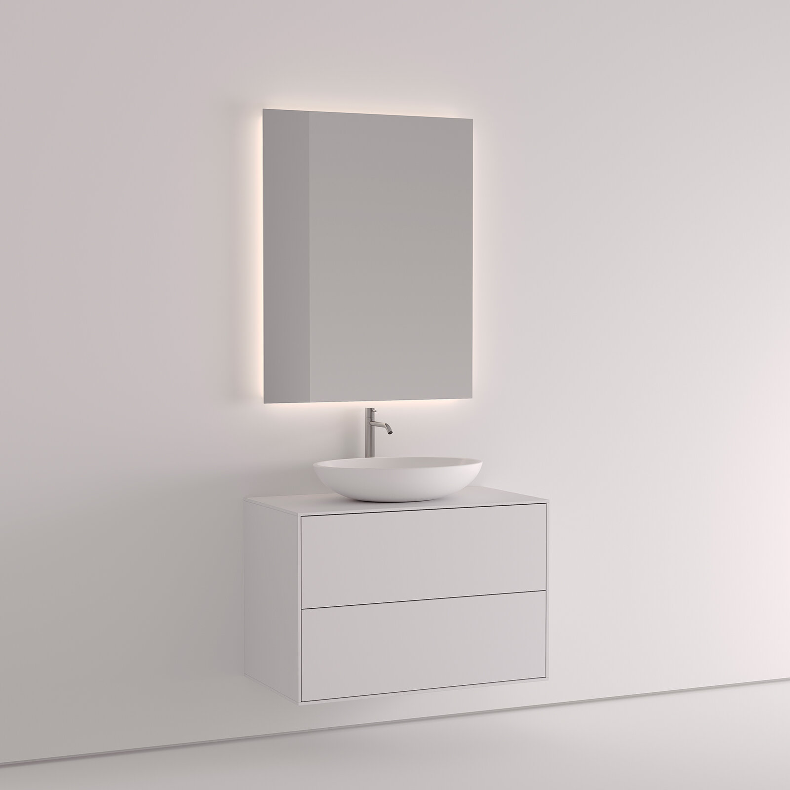 Дизайнерская тумба под 2 раковины 130 см. Vivomobili BIANCO ALASKA