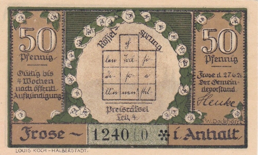 Германия (Веймарская Республика) Фрозе-Ангальт 50 пфеннигов 1921 г. (Вид 2) (3)