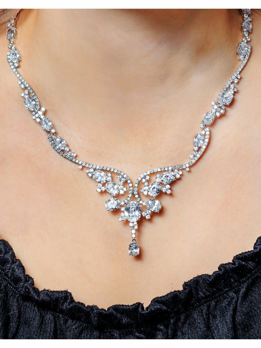 Колье, серебро, 925 проба, фианит