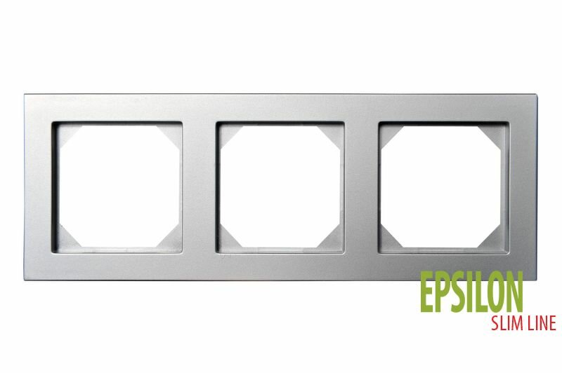 LIREGUS Рамка Трехместная Серебро SLIM (Универсальный Монтаж) LIREGUS EPSILON