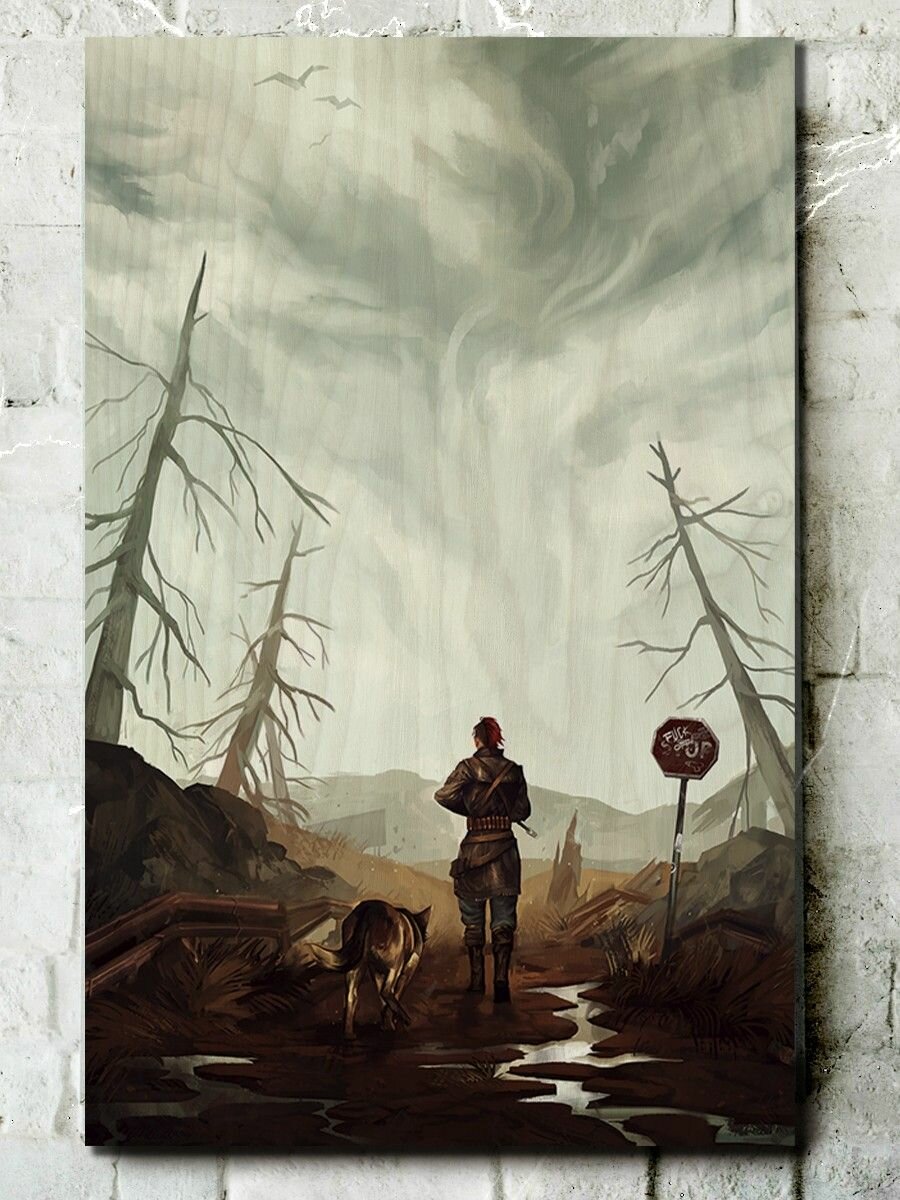 Картина интерьерная на дереве Fallout 4 Постапокалипсис Тодд Говард скайрим - 14166