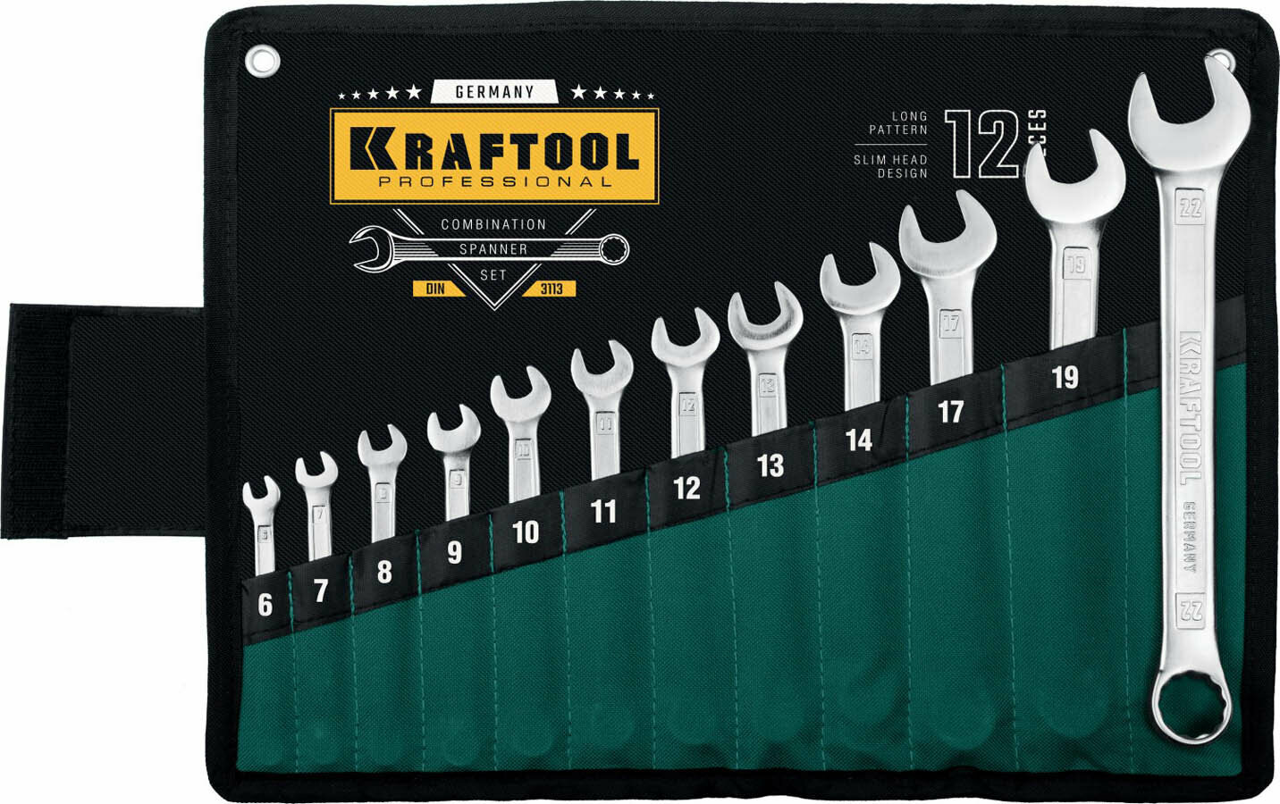 Набор комбинированных ключей KRAFTOOL 12шт, 6-22мм 27079-H12_z01