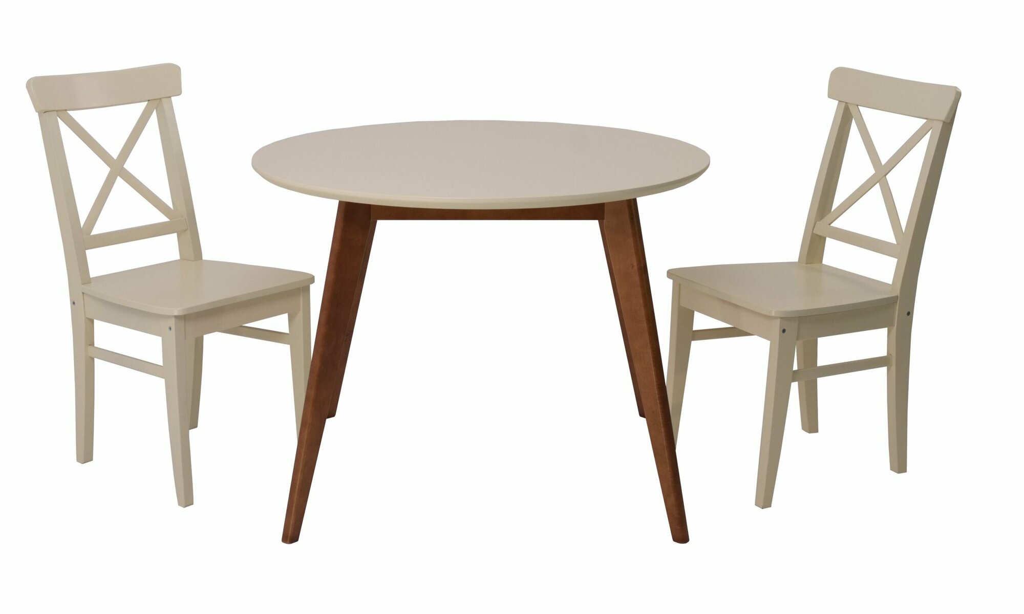 Стол ZiP-mebel Сканди К 90 со стульями Ингольф Орех/Слоновая Кость