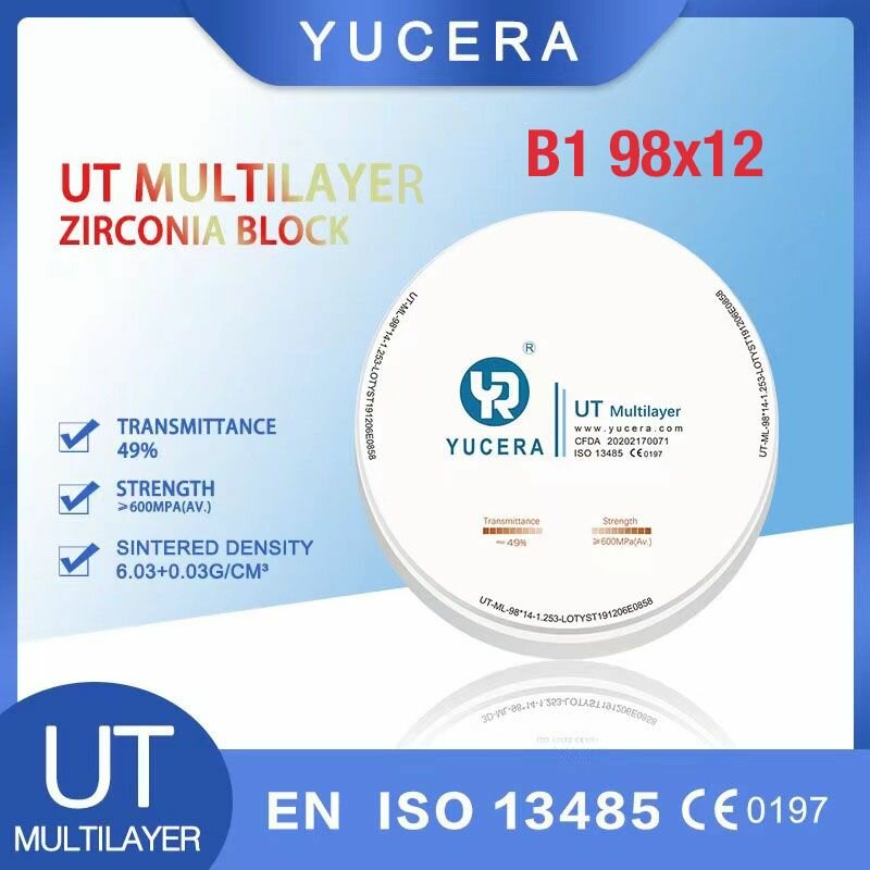 Циркониевый диск стоматологический Yucera UT Multilayer B1 98х12