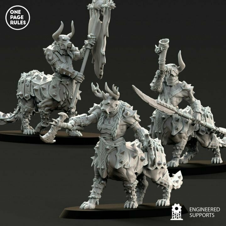 Warhammer Beastmen Centigors Command Group / Центигоры