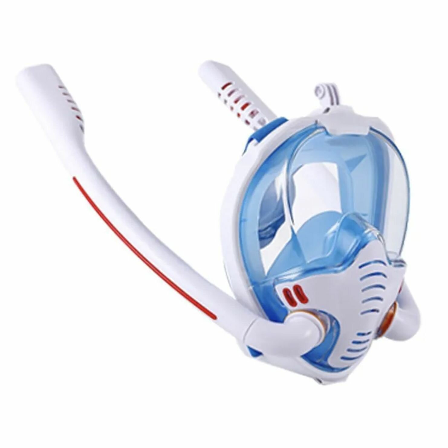 Маска для подводного плавания с двойной дыхательной трубкой/Полнолицевая маска для снорклинга с крепление для экшн камеры