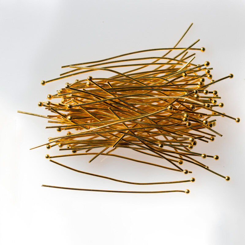 Пины с шариком, 42х0.644мм, базовый материал - латунь, золотистого цвета, 10 грамм