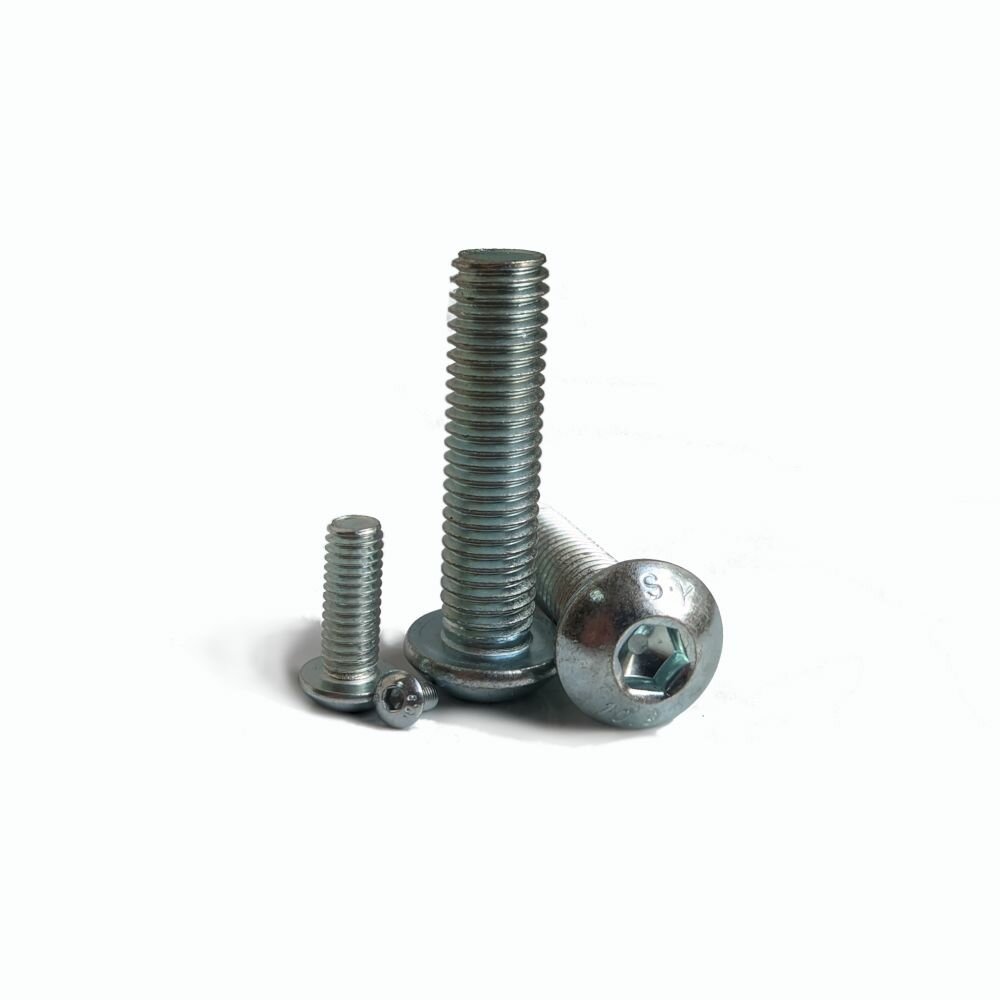 Винт ISO 7380 М4х16 с полукруглой головкой, под шестигранник, оцинкованный, 16 шт.