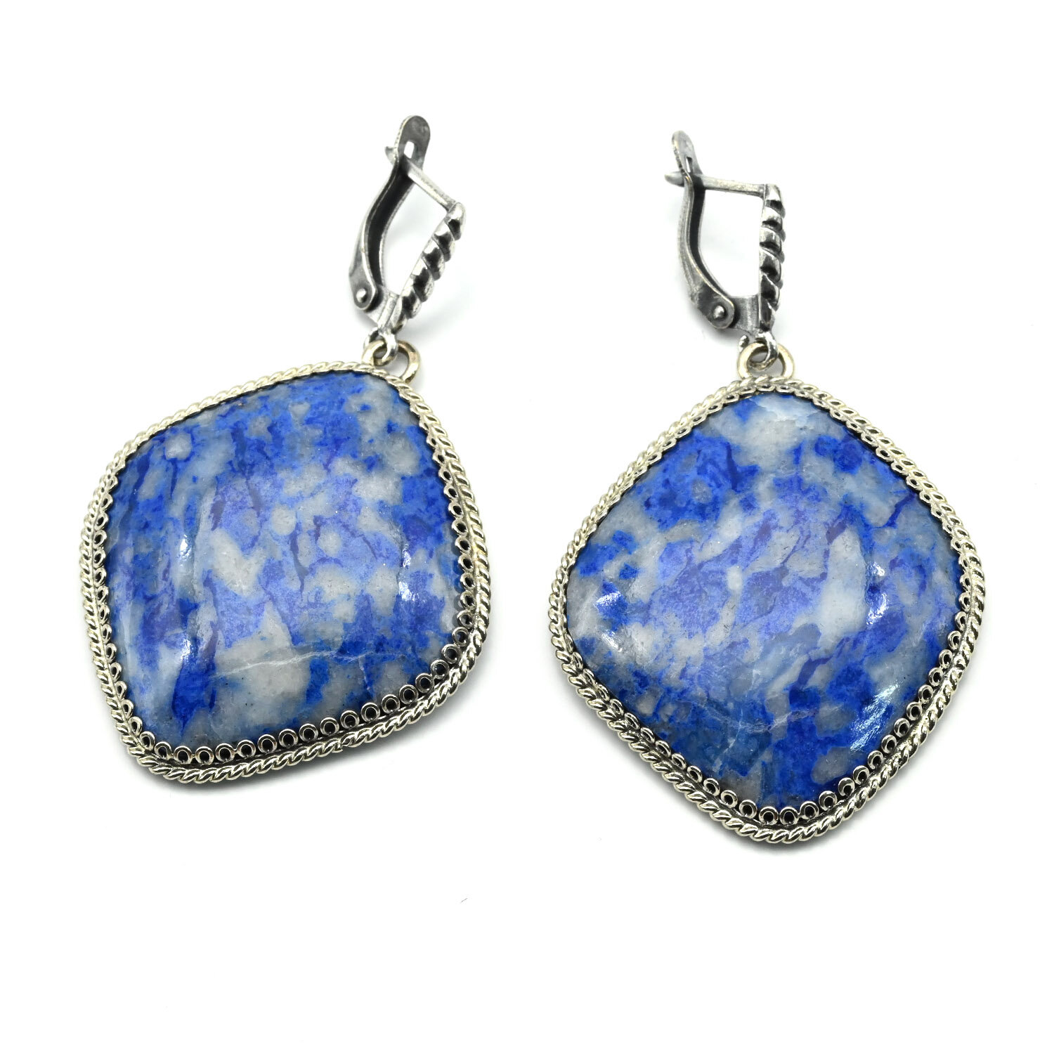 Серьги с подвесками, лазурит