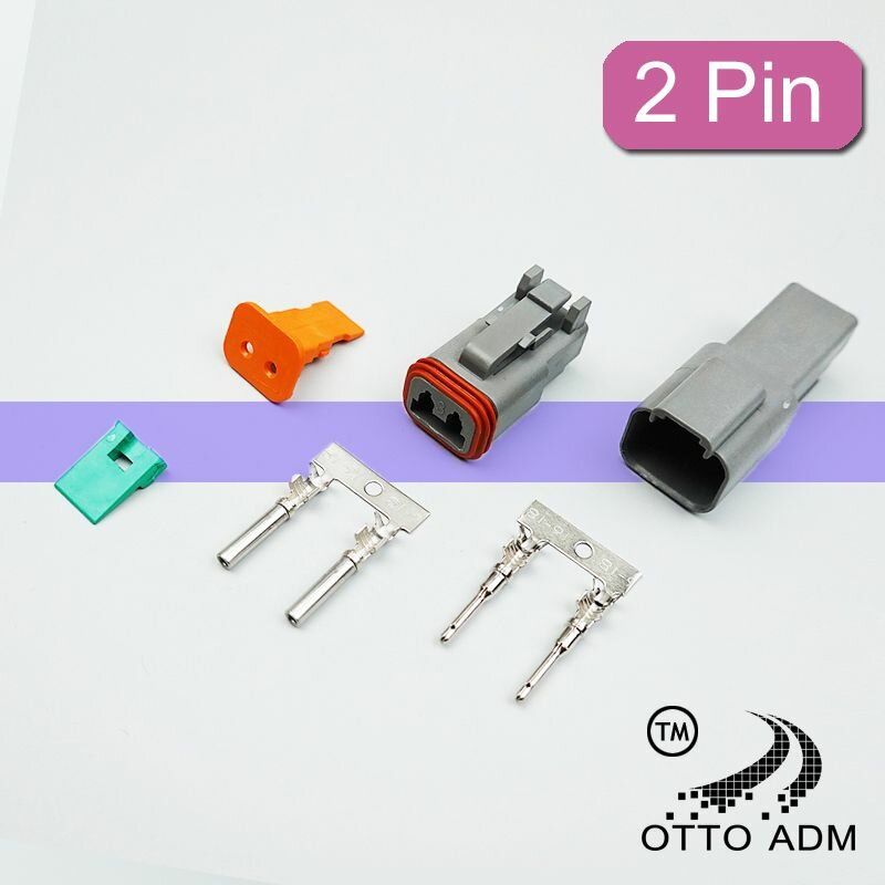 Разъем папа мама на два контакта, герметичный. Разъем 2 pin DT (комплект)