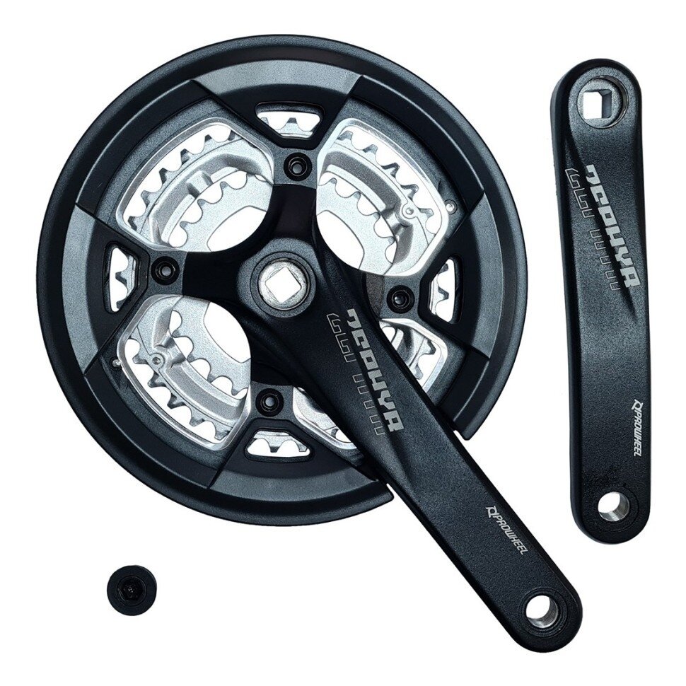 Система шатунов PROWHEEL ZEPHYR, кованый AL-6061-T6, 175мм, 3x9ск, SQR 113мм, 48/36/26T, черный