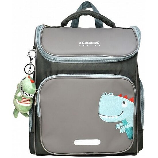 Ранец Lorex Kids CLASSIC DINO 16 л серый 36x28x16 жестк. каркас 1 отделение молния держатель для карточек брелок