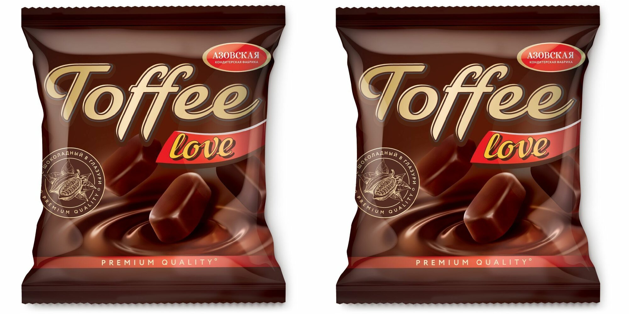Азовская кондитерская фабрика Ирис глазированный шоколадный "Toffee love" 200гр, 2уп.
