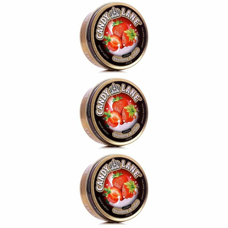 Candy Lane Леденцы Клубника со сливками, 200 г, 3 шт