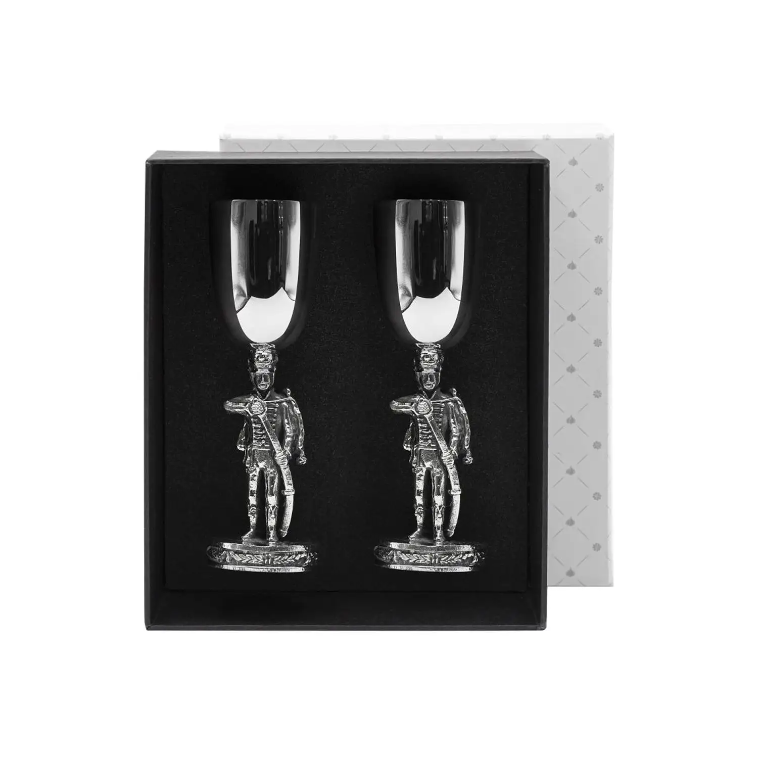 Набор рюмок для водки Два солдата (посеребренный)
