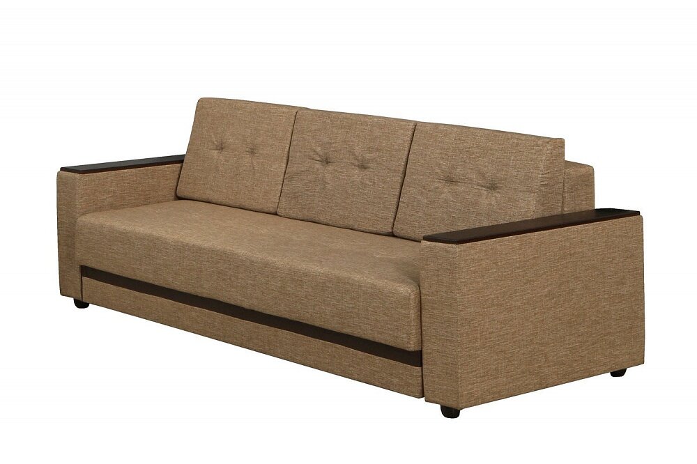 Прямой диван Мичиган коричневый, еврокнижка, 240х100х90 см, с ящиком для белья