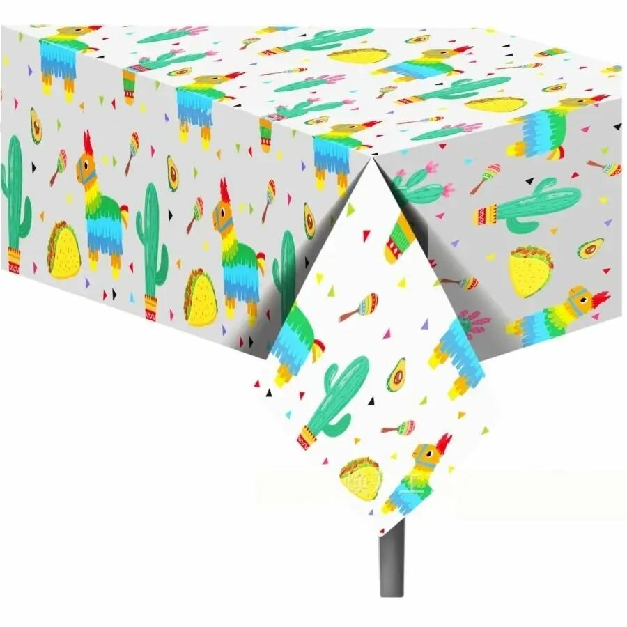 Скатерть Ослик - Такос Мексиканская вечеринка, 130 х 220 см