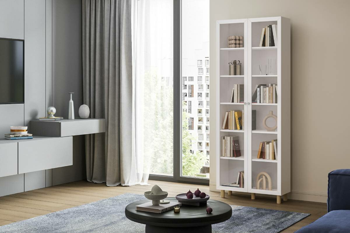 Библиотека Билли Сканди-20 Белый для документов для книг для обуви для одежды для посуды двухдверный 80*209*30