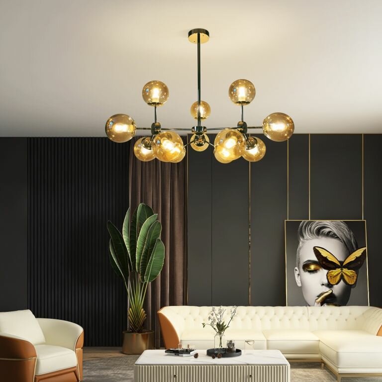 Люстра подвесная стекло шар 0464-12, Е27, LUCETY, площадь освещения 25м²