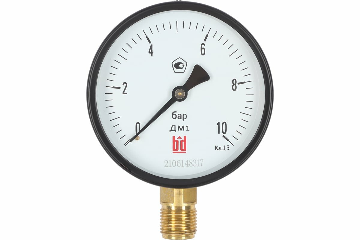 ДМ манометр 1 Т2 100 Р (0-10) бар, класс 1,5 G1/2 BD 1151100014, диапазон 0-10 бар