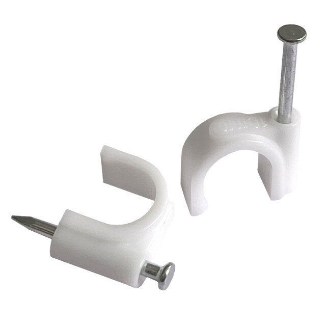 VKL Electric круглая скоба крепления кабеля 10 мм, 50 шт, белая, для монтажа