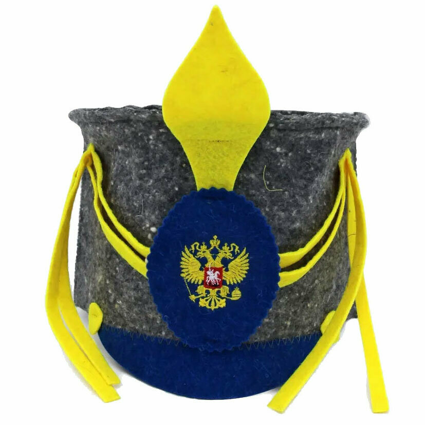 Шапка , модельная, для бани «Гусар», войлок, 50% шерсть, серая, цветная