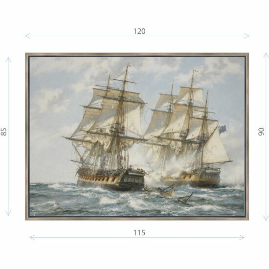 Картина Декор Депо Монтегю Доусона Бой фрегатов Матовый холст в раме 90х120 см