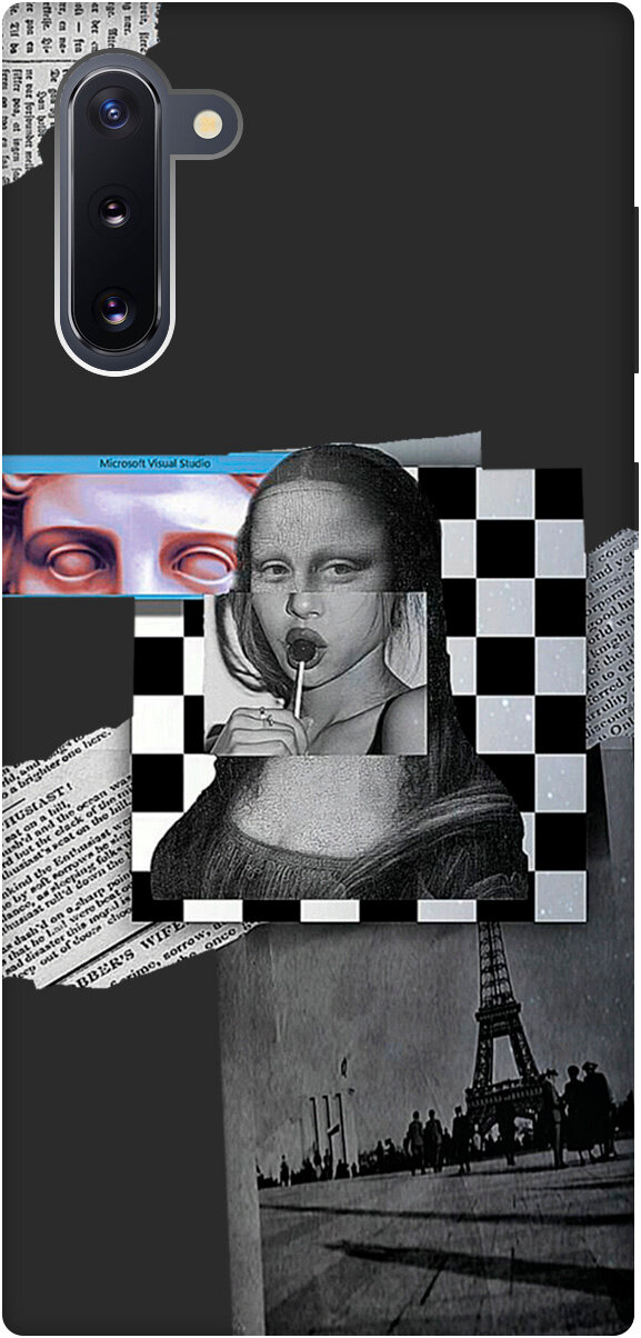 Матовый чехол Flight to Paris для Samsung Galaxy Note 10 / Самсунг Ноут 10 с 3D эффектом черный