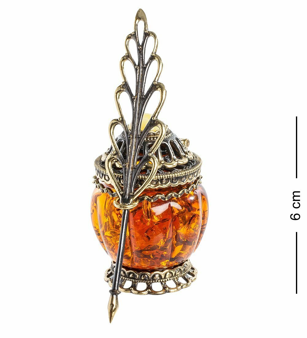 Чернильница "Модерн" (латунь, янтарь)